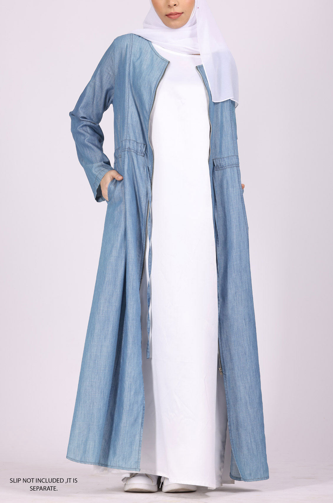 Denim Abaya Dress Ice Blue – OnlyModest